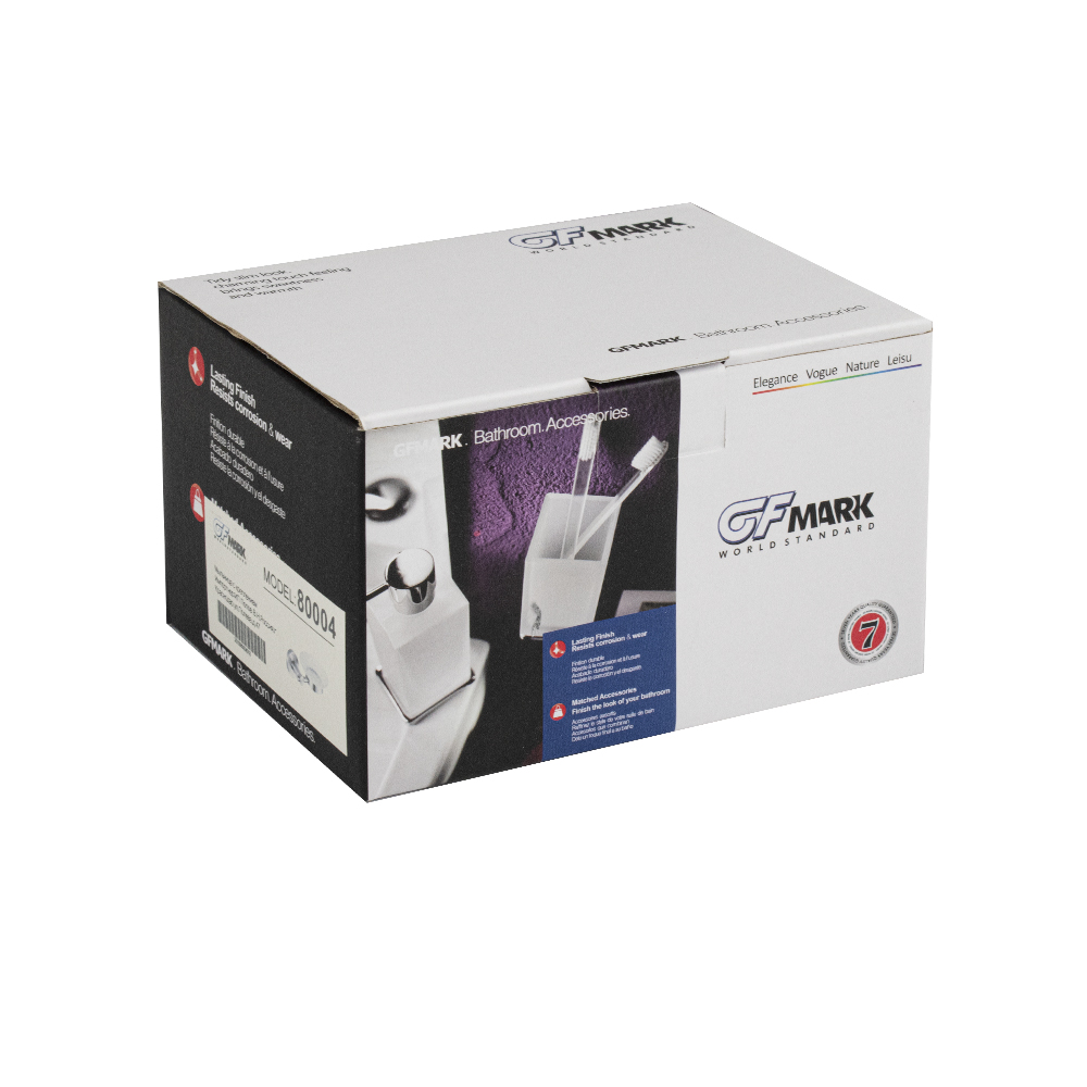 GFmark - Мыльница стеклянная с креплением к стене, из нержавеющей стали, код: 80004